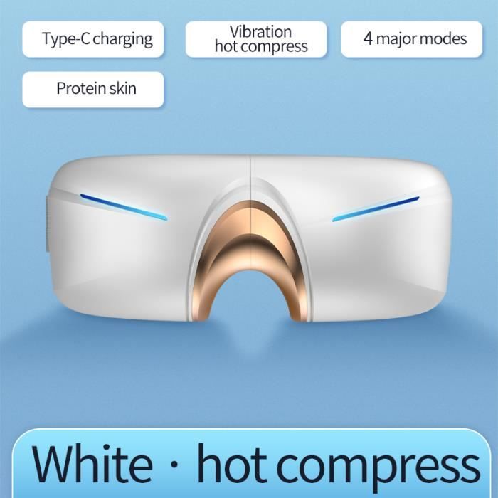 White - Masseur oculaire à infrarouge avec chaleur et Compression'air ...