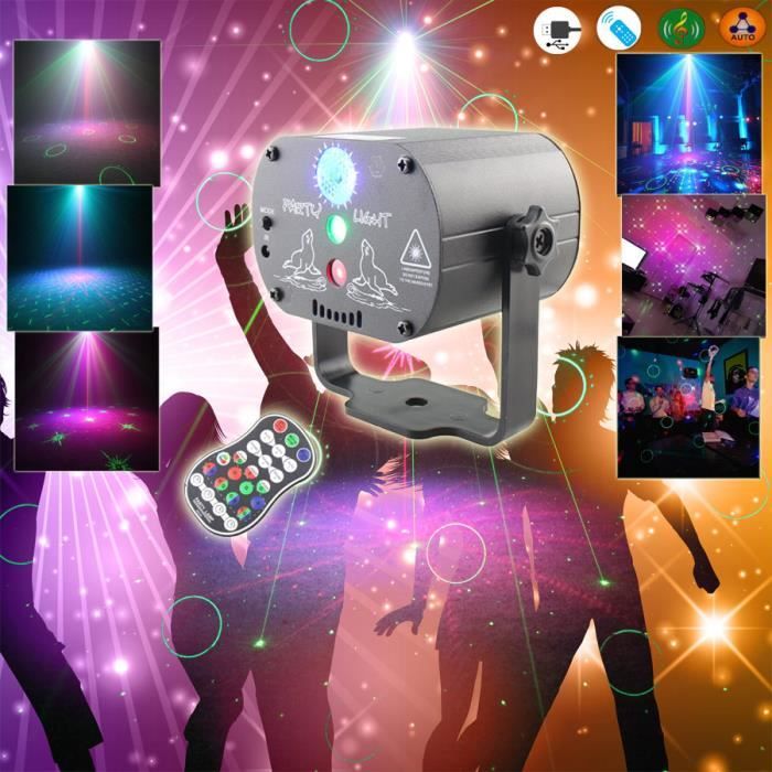 Projecteur Laser 3-8 - R & G - DJ RGB LED - 60 motifs - Câble USB ...