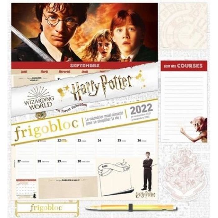 Frigobloc mensuel Harry Potter. Calendrier d'organisation 16 mois (sept ...