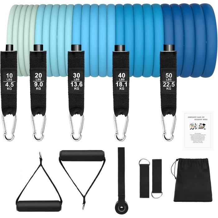Kit lastique Musculation Fitness, 5X Bandes de Résistance Tubes ...