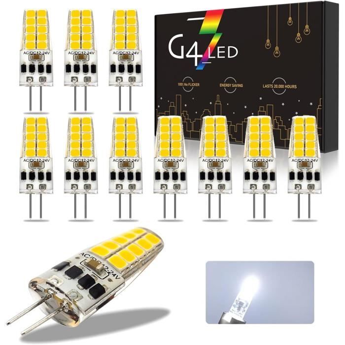 Ampoules Led G4, Blanc Froid 6000K Ac-Dc 12-24V 3W Dimmable G4 Led 270Lm, Equivalent Des ...