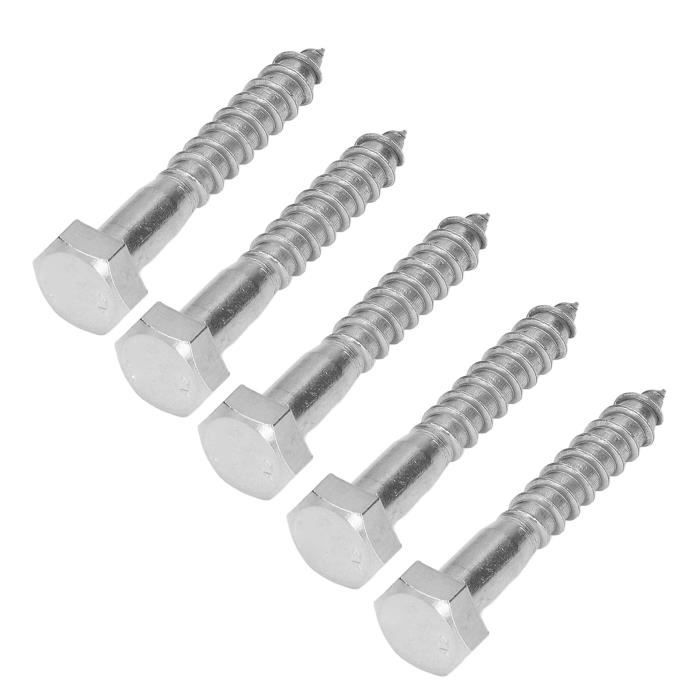 AUN Boulon à demi-filetage en acier inoxydable 304 vis à tête hexagonale en bois vis ...