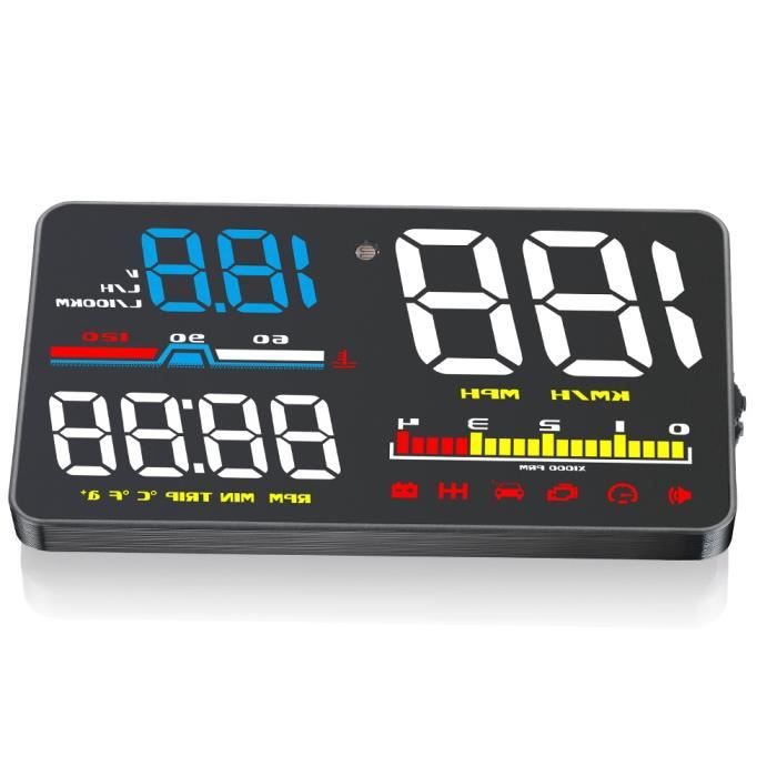D5000 5in Car HUD ODB2 Head Up Display Speed RPM Fuel Mileage Meter ...