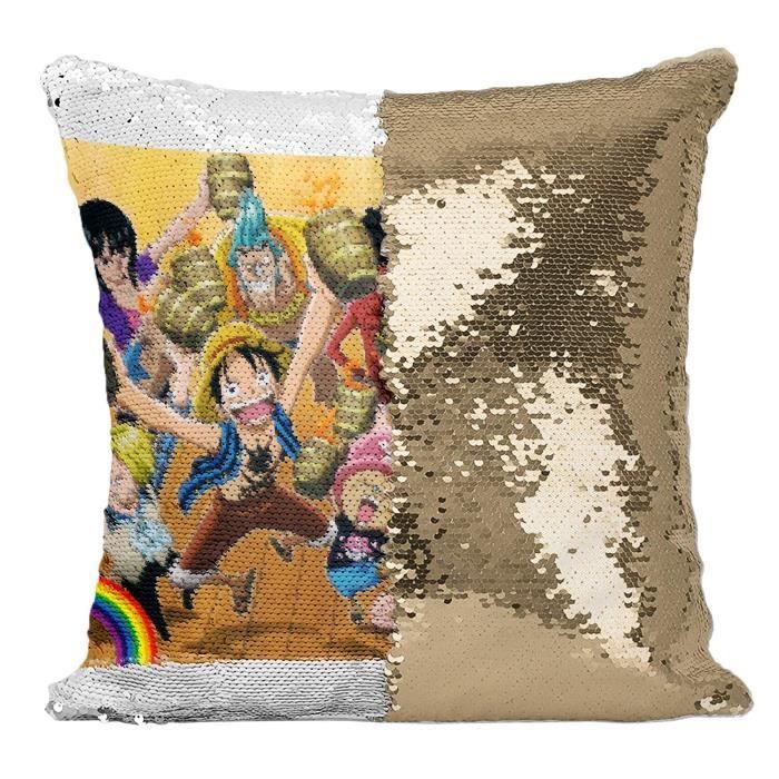 Housse de Coussin à Sequin - Paillettes Doré One Piece Shonen Manga ...