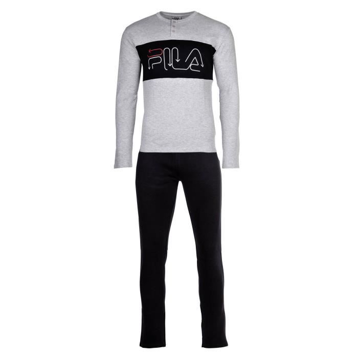 Fila Pyjama Homme - uni, décontracté Gris/noir - Cdiscount Prêt-à-Porter