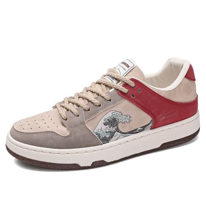 Baskets Homme Fashion Chaussures Sneakers Breathable Rouge - Cdiscount ...