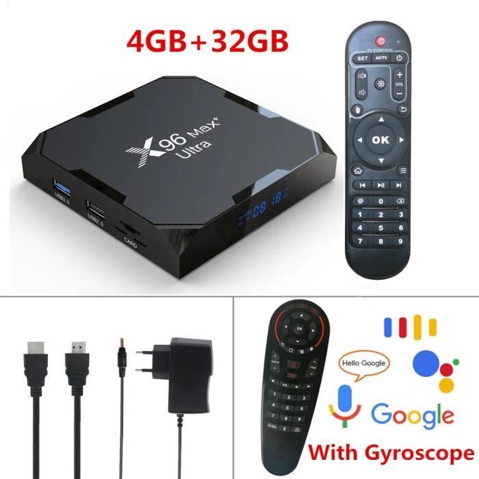 Boîtier TV X96 Max Plus Ultra,Android 11,Amlogic S905tage,4 Go-64 Go-32 Go,AV1,WiFi,BT,8K ...