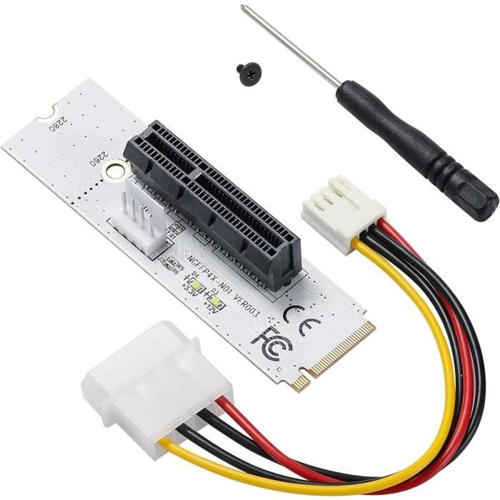 Carte Adaptateur M.2 Ngff Vers Pci-E X4, Pci-E 4 X 1 Fente Pour Miner Btc (Câble D'Alimentation ...