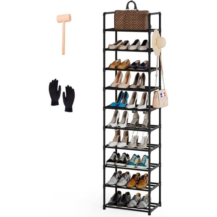 Etagere Chaussure 10 Niveaux Meuble Entree Économiser De L'Espace Rangement Chaussure De 20 ...