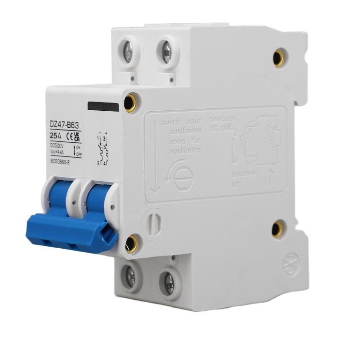 Shipenophy disjoncteur 2P Disjoncteur miniature 2P DC Type B 25A Disjoncteur sur rail DIN pour ...