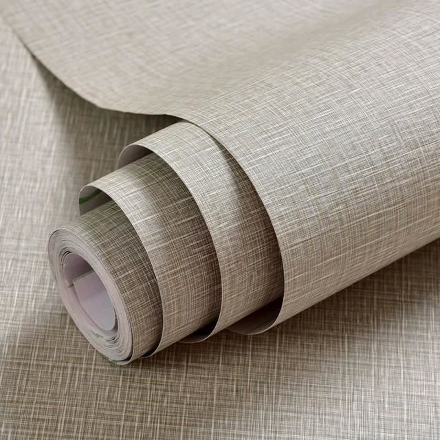 Autocollant mural,linen grey-5mx60cm--Papier peint auto adhésif imperméable couleur unie motif ...