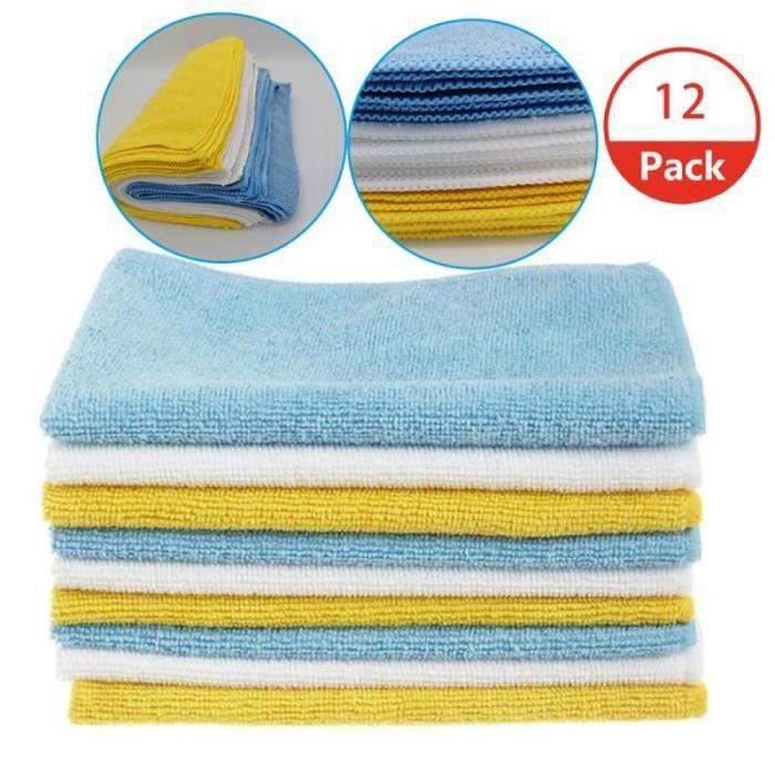 Lot de 12 Torchons de Nettoyage en Microfibre Velours Corail Chiffon de ...