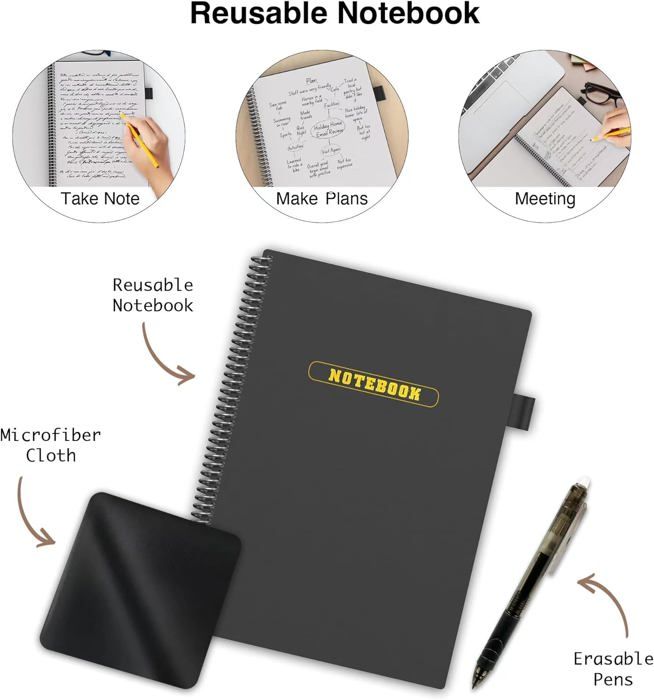 Cahier De Notes Effacable, Cahier De Note Réutilisable, A4 Carnet De ...
