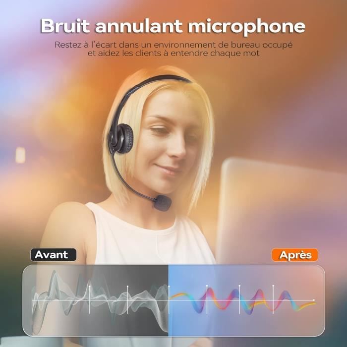 Rj9 Casque Téléphonique Avec Mic Antibruit Filaire Call Center Phone ...