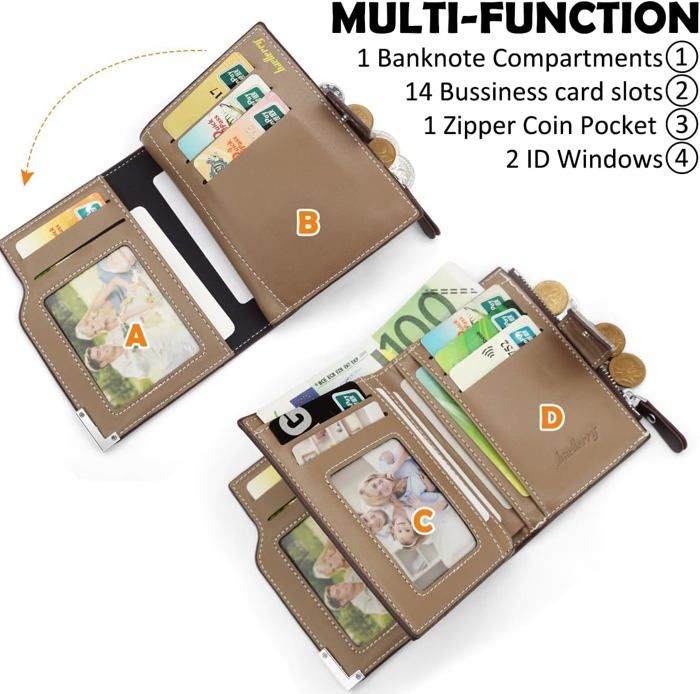 Portefeuille Homme Grand Vertical Portefeuille pour Hommes en Cuir PU ...