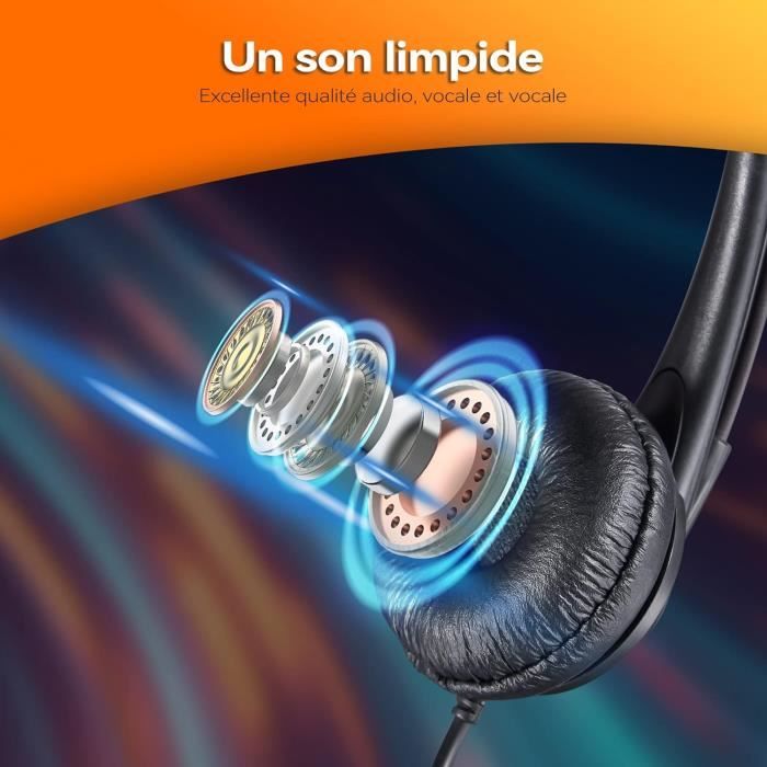 Rj9 Casque Téléphonique Avec Mic Antibruit Filaire Call Center Phone ...