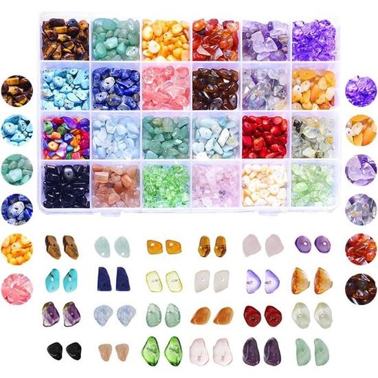 Pierre pour Bijoux 24 Types Perles en Pierre (Naturel) Irrégulier Mixte ...