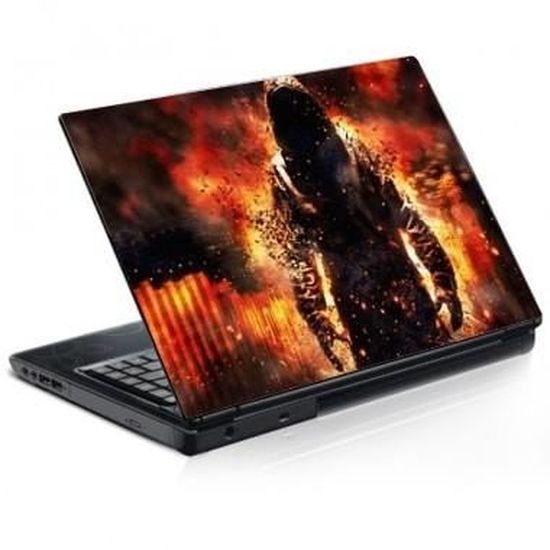Stickers Autocollants ordinateur portable PC Déco Guerrier Feu dark réf ...