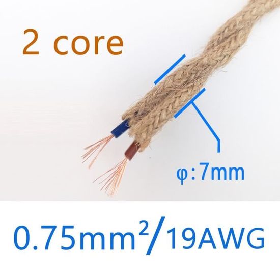 Câble-fil torsadé en fil de chanvre pour luminaire suspendu - 2 core 0 ...