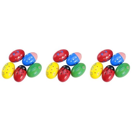 18 pcs colorés adorables œufs en bois Percussion enfants enfants jouet ...