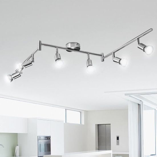 Plafonnier Led 6 Spots Orientables Kimjo 6x Gu10 Ampoules 6w Blanc