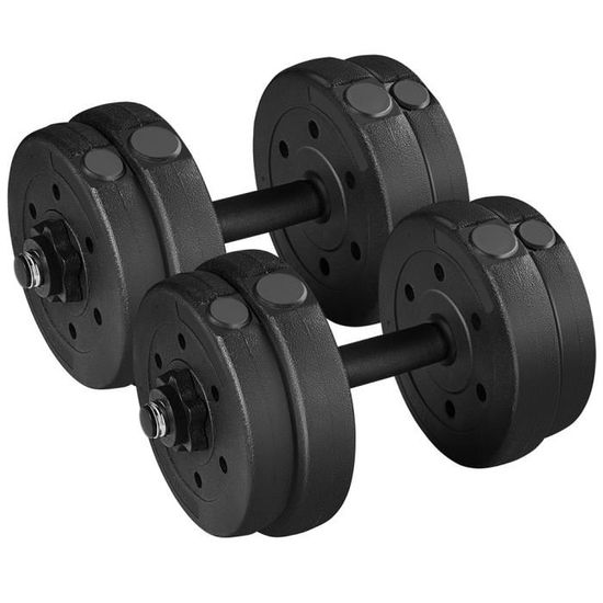 Yaheetech Haltères 15kg Réglables avec Plaques Paire d'haltères Fitness ...