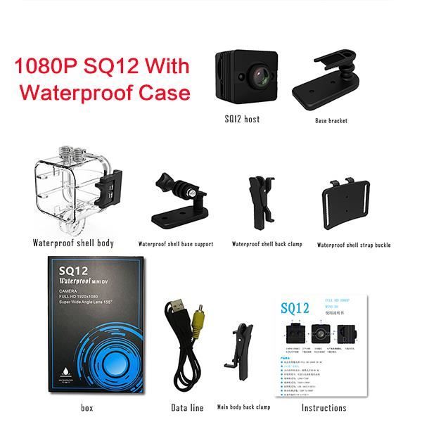 Carte SQ 1080P Cam Plus 16 Go-Mini caméra HD SQ12 avec capteur CMOS ...