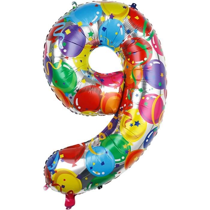 Ballon Chiffre Géant Ballon Anniversaire 9 An 101 Cm, Ballon Helium ...
