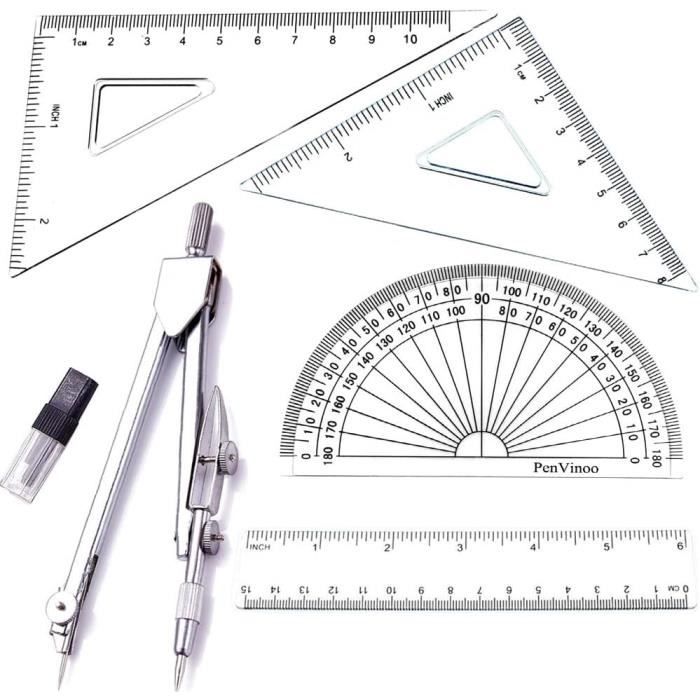 Ensemble De Compas Géométriques, Compas De Dessin Pour Étudiant, Règle ...