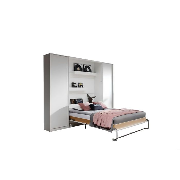 Lit escamotable vertical avec 2 armoires et 1 table de chevet mécanisme ...