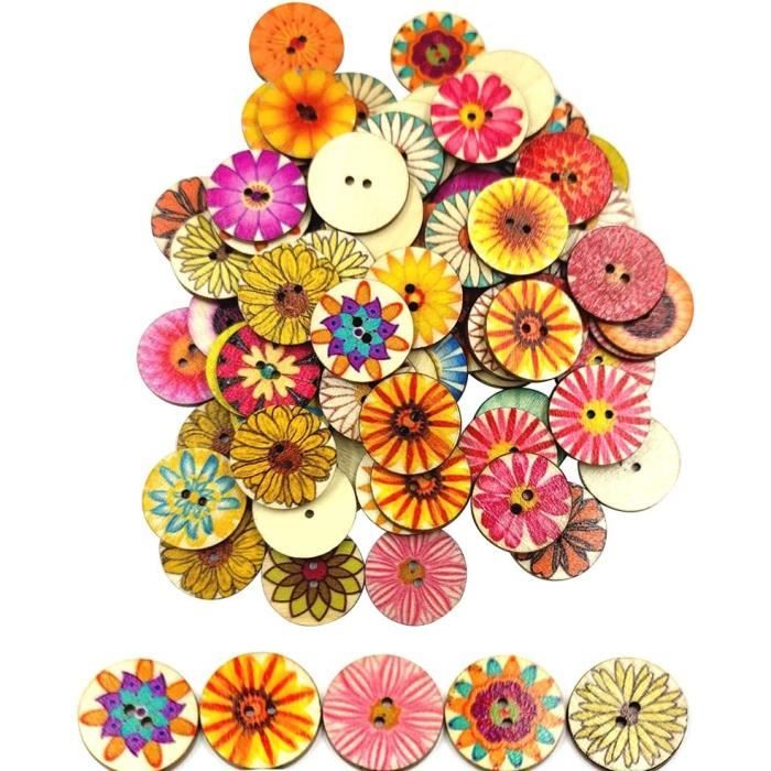 Boutons en Bois - Mercerie - Vintage - 150 Pcs - Mixte - 25 mm/20 mm ...
