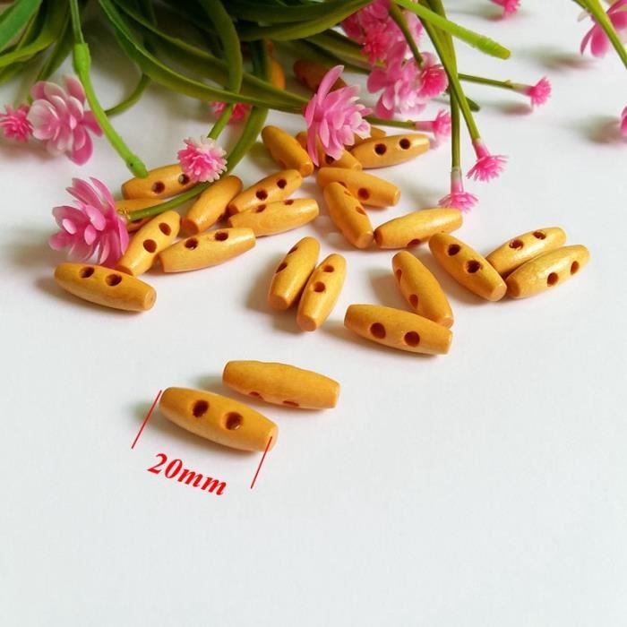 2 -Boutons en bois pour vêtements, 20MM de Long, 2 trous, accessoires ...