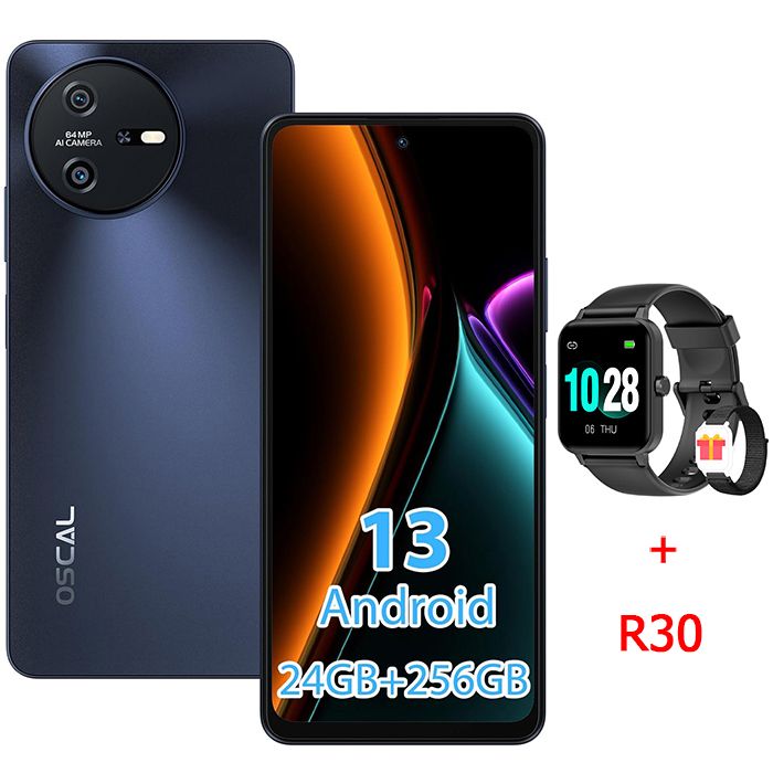 OSCAL C30 Pro Téléphone portable 4G Android 12 6,5" 7Go+64Go 5080 mAh ...