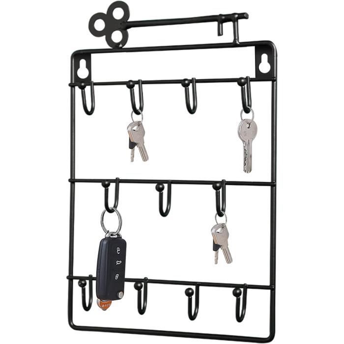 Porte Clés Mural Métal, Avec 11 Crochets Fonctionnel Key Rack, Porte ...