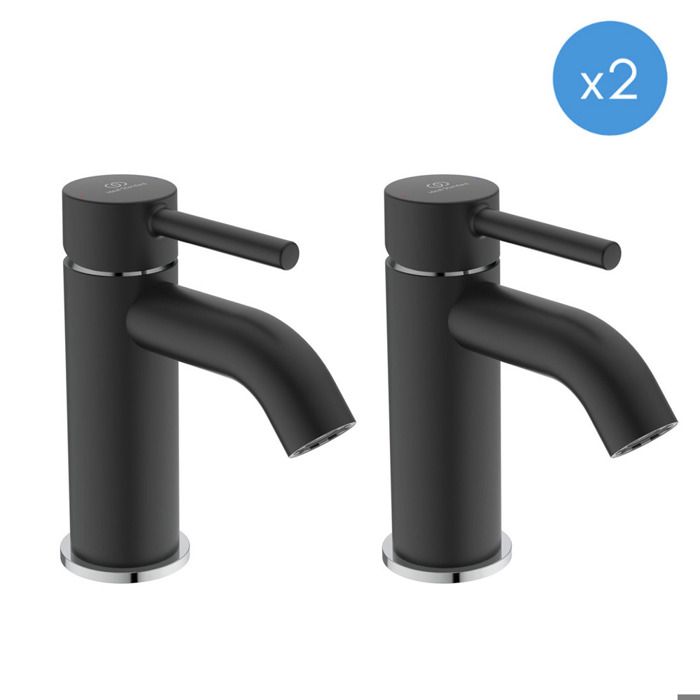 Ideal Standard - KOLVA lot de 2 mitigeurs lavabo monocommande, noir mat (BD026U4-DUO ...