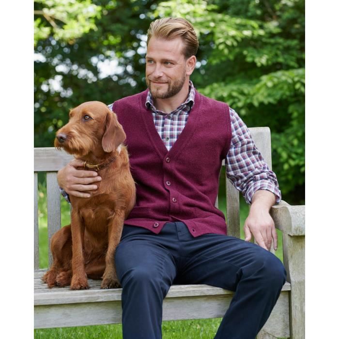 WoolOvers Gilet Homme Laine d'agneau Vin rouge Rouge foncé - Cdiscount ...