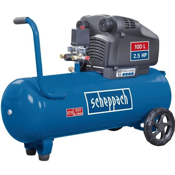 Compresseur d'air horizontal à double cylindres Scheppach HC53DC - 50L ...