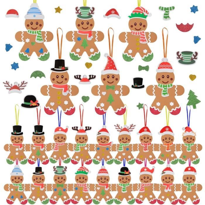24 Bonhommes en Pain d'épice de Noël avec Autocollant en EVA pour ...