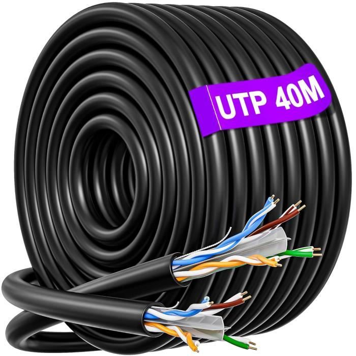 Cable Ethernet 40m, Cable RJ45 40m Câble Réseau Extérieur Intérieur ...