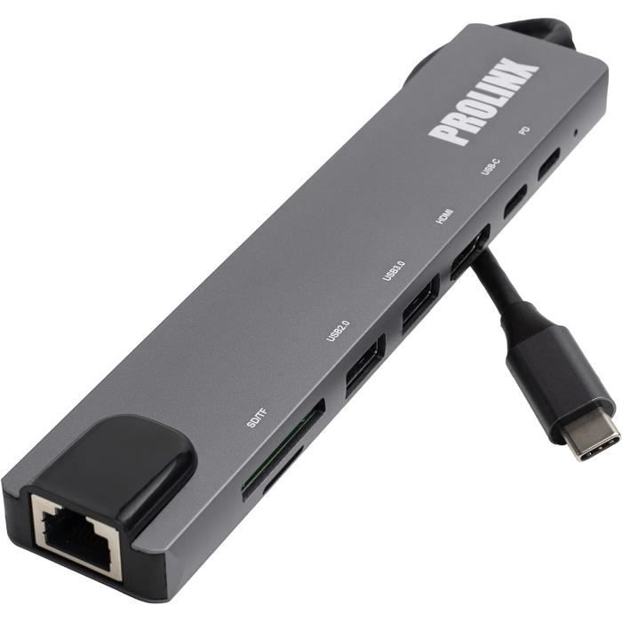 Hub Usb 8 En 1, Adaptateur Usb C 3.0 Et 3.1, Ports Usb-C Pd, Hdmi 4K -2K, Ethernet 100 Mbps Et 2 ...