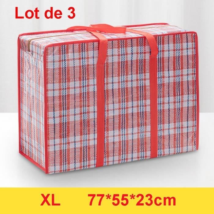 Lot de 3 Grands sac cabas Sac tissé en PP robuste en souple Shopping à ...