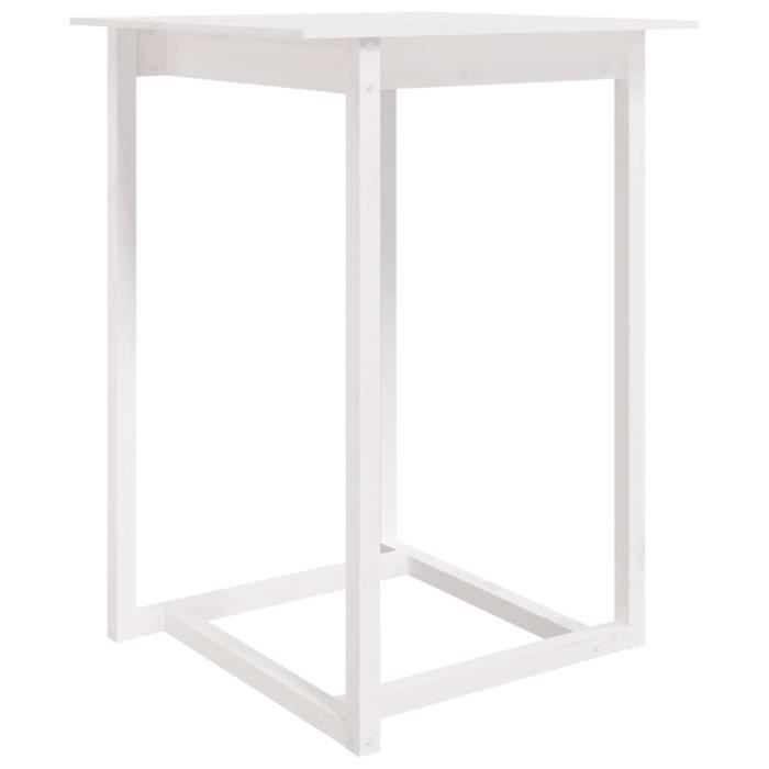RHO - Tables à manger - Table de bar Blanc 80x80x110 cm Bois massif de ...