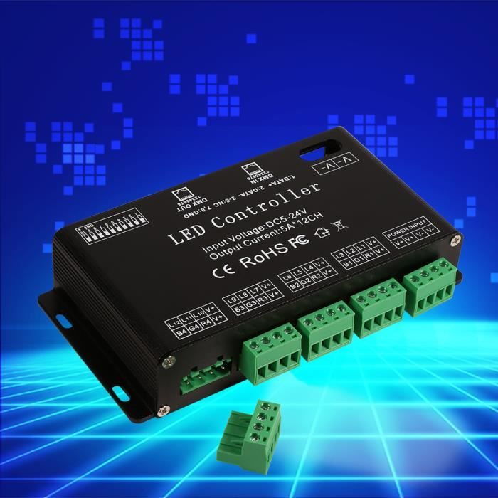 DMX de DC5V-24V Décodeur Contrôleur Variateur de DMX LED - Cdiscount TV ...