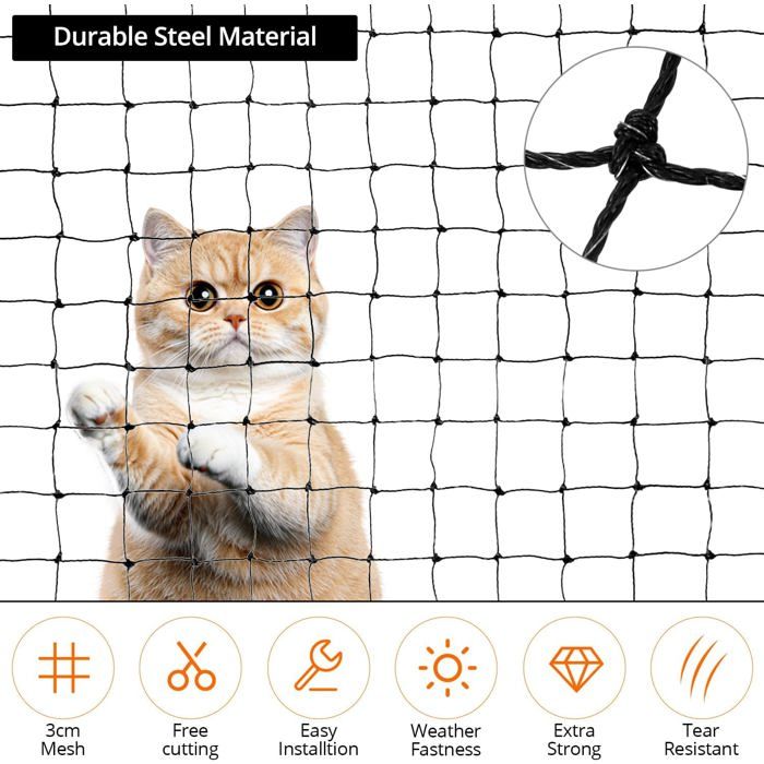 QWORK Filet Chat Balcon, Filet pour Chat 10x3m Renforcé en Fil, Filet ...