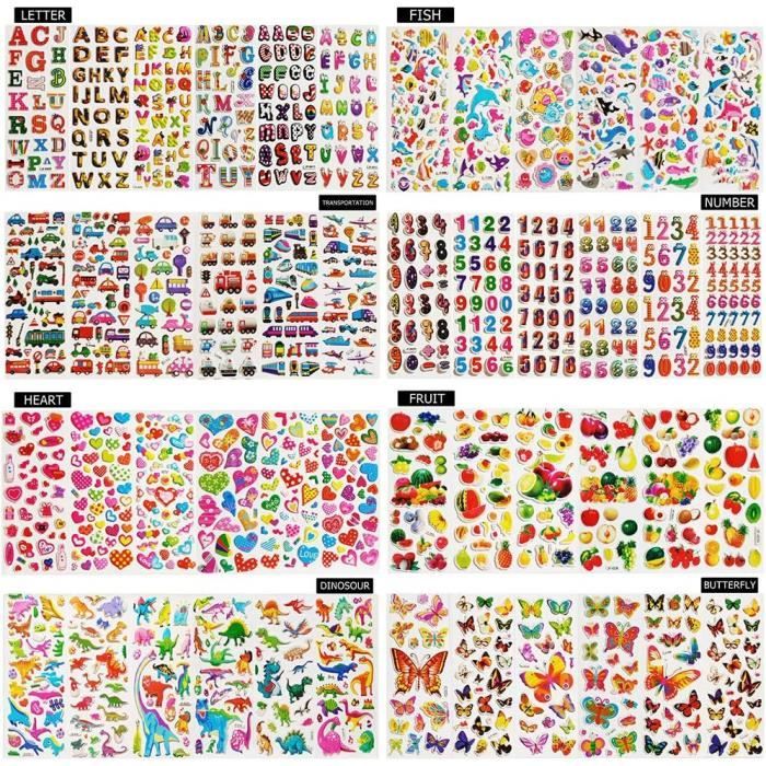 60 Feuilles (1800+) D'Autocollants Pour Enfants, Autocollants 3D Pour ...