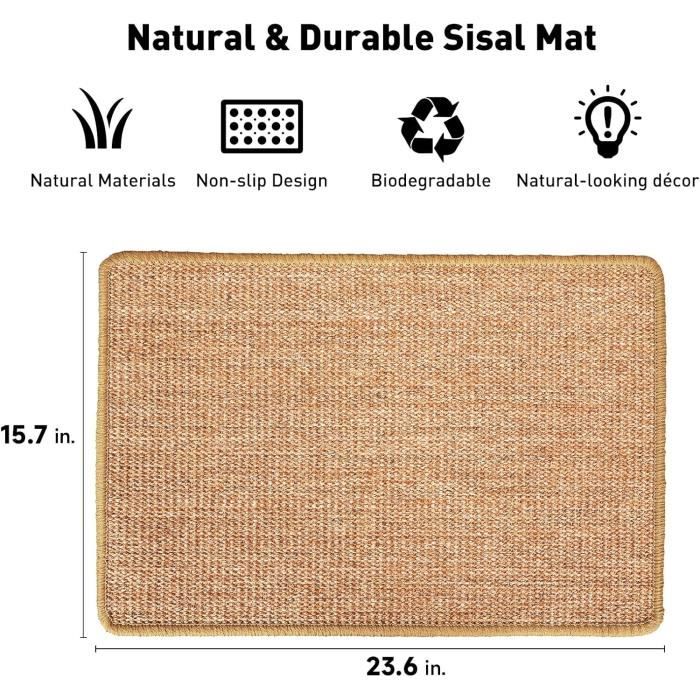 Griffoir pour chat, 60 x 40 cm, sisal naturel, griffoir horizontal ...
