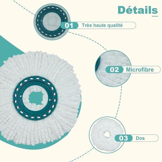 3PCS Balai Serpillère Microfibre pour Leifheit, Têtes de Balai Rechange ...