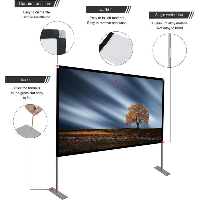 Écran De Projection 80 Pouces 4K Hd 16: 9 Ecran Projecteur Pliable ...
