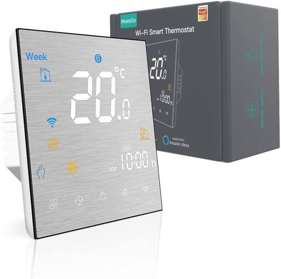 Thermostat Connecté WiFi Chaudiere Gaz/Chauffage au Sol Eau Alexa Google Home Compatible ...