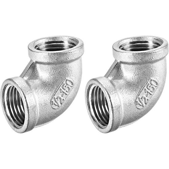 Coude Inox Acier 304 Coulé Raccord Tube 90 Degré 1-2 BSPT Femelle x 1-2 BSPT Femelle Filetage ...